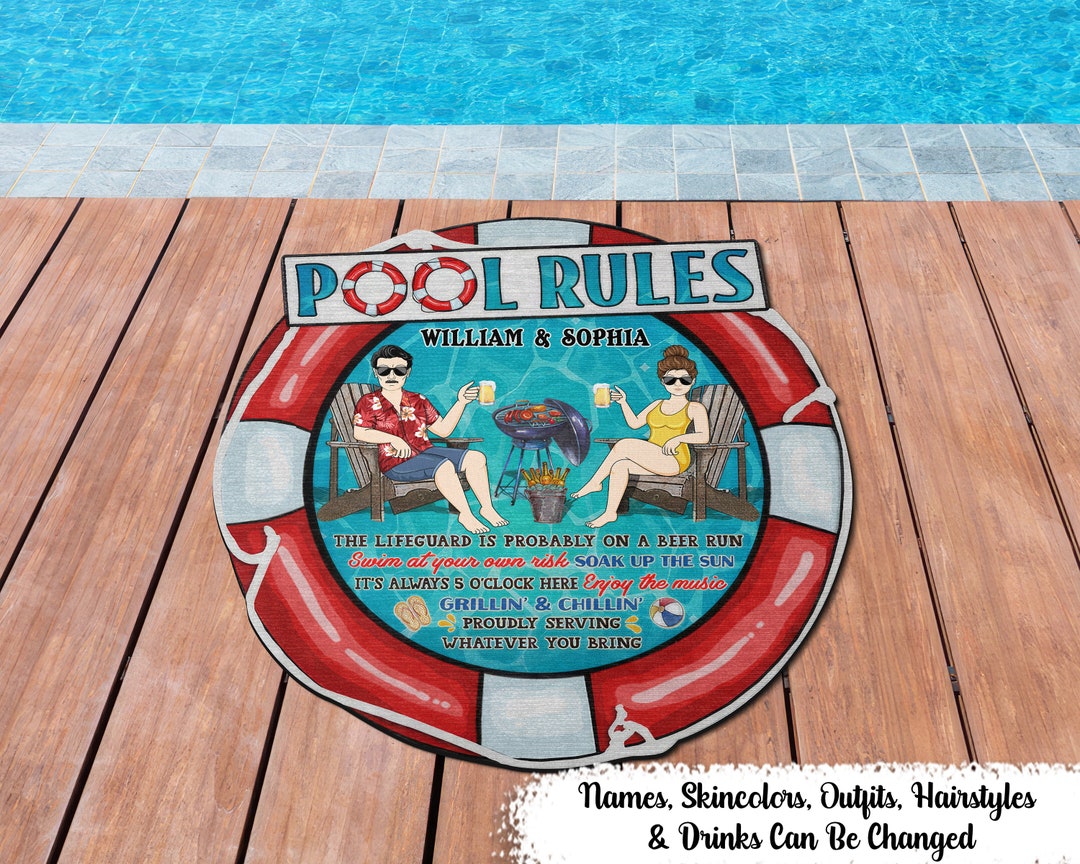 Pool Rules Swim at Your Own Risk Outdoor Decor for Couples, Swimming ...