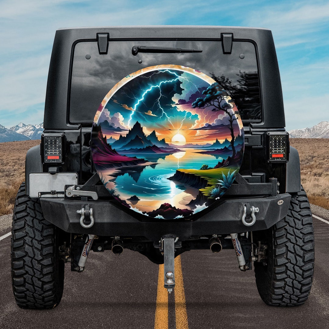 Nature Sunset at Lake Spare Tire Cover, Custom Tire Cover, Personalized ...