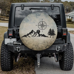 Nature Mountain Compass Tire Cover, Gift for Father,personalized Spare ...