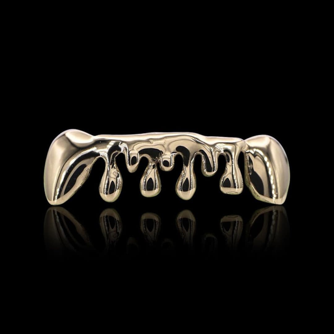 Iced Gold Drip Grillz ICY Grillz Top and Bottom Grillz Set - Etsy