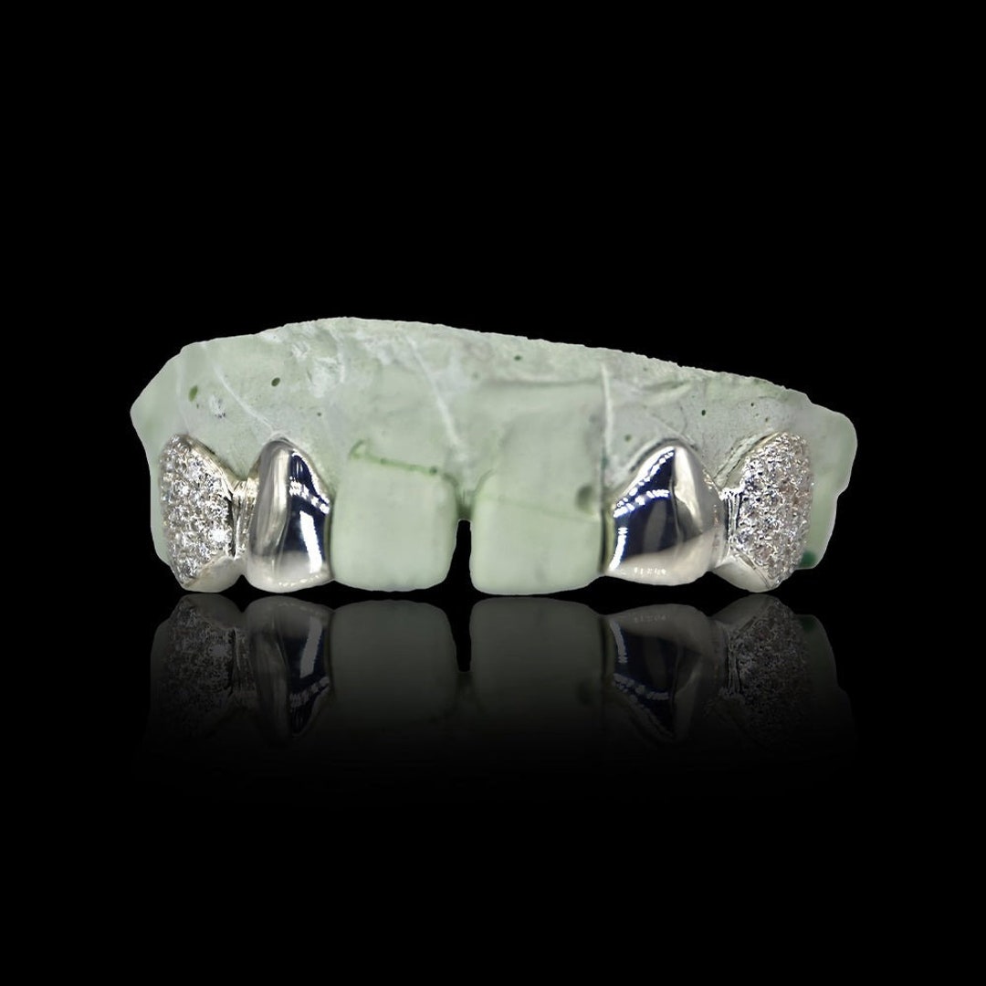 2 Teeth VVS Moissanite Diamond With Solid Ends Grillz Custom - Etsy