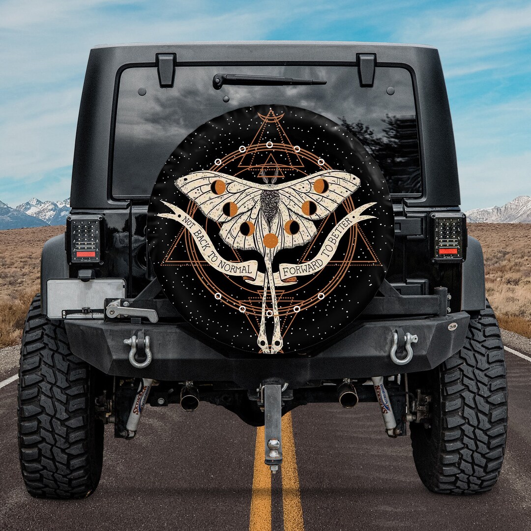 Moth Trippy Mushroom Sun and Moon Phase Spare Tire Cover Gift - Etsy