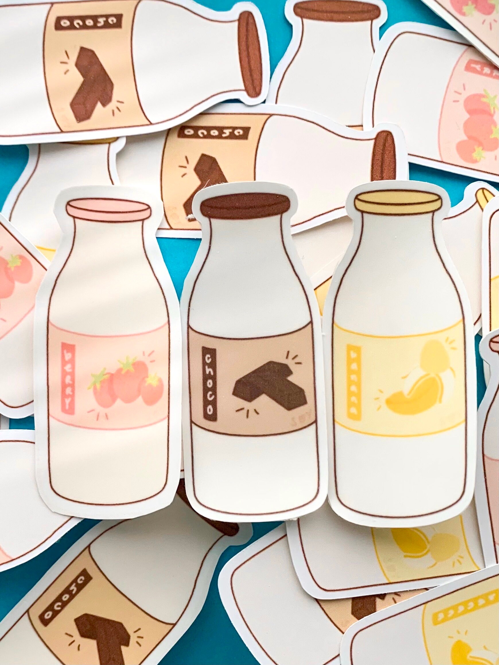 Milk Bottles Set Die Cut Stickers Weatherproof Stickers | Etsy