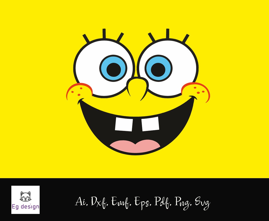 Spongebob Face Svg Spongebob Face Cricut Sponge Bob Cut | Etsy