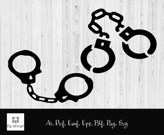 Handcuffs silhoutte Svg Hand Cuffs Svg Police Svg Silhouette Vector ...