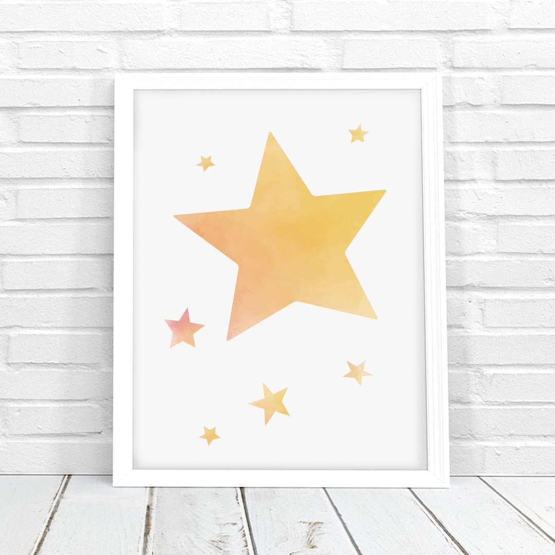 Digital Print Yellow Star Nursery Decor Kids Room Nursery Wall Art ...