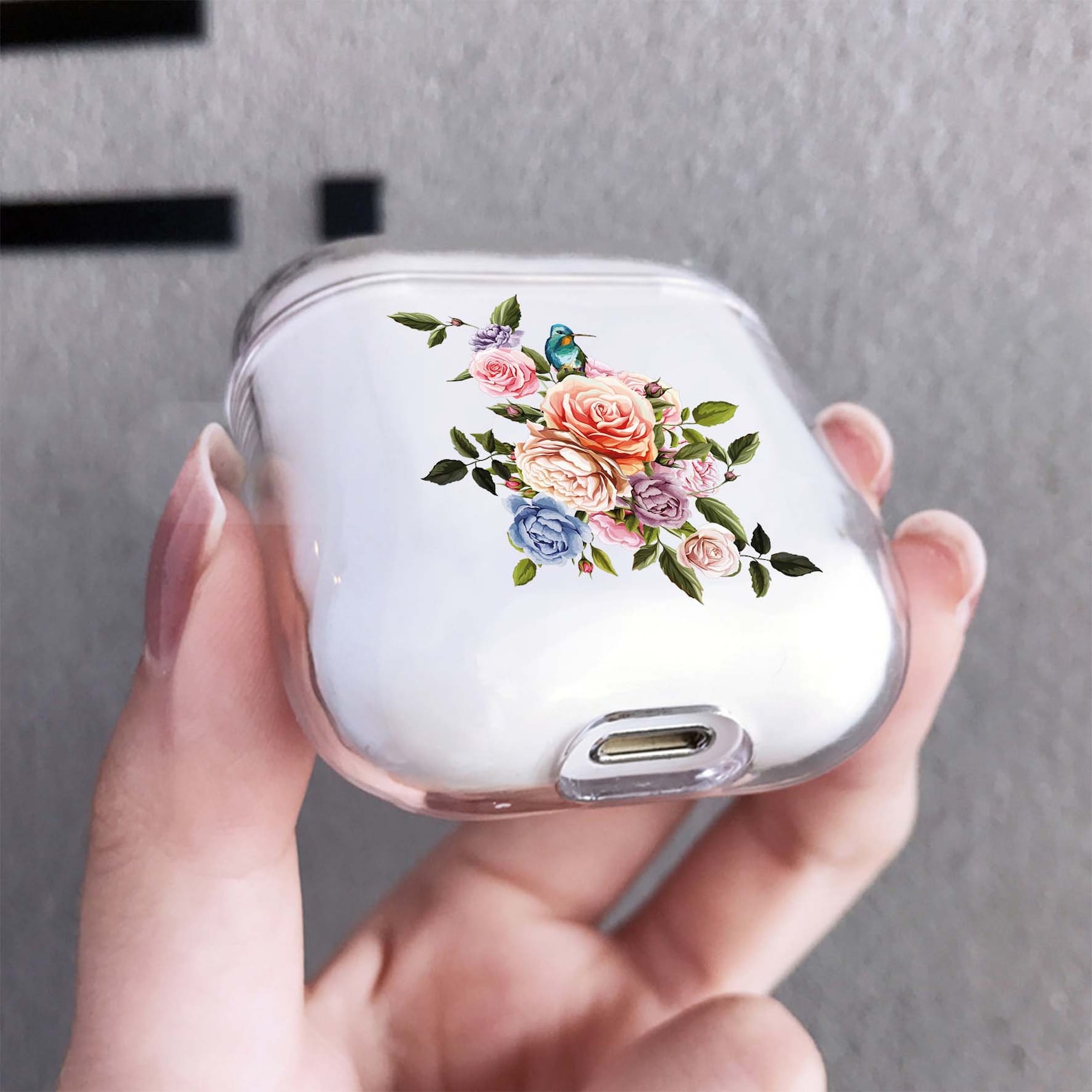 Floral Airpods Pro Case Flowers Airpod Case Rose Clear Airpods Etsy