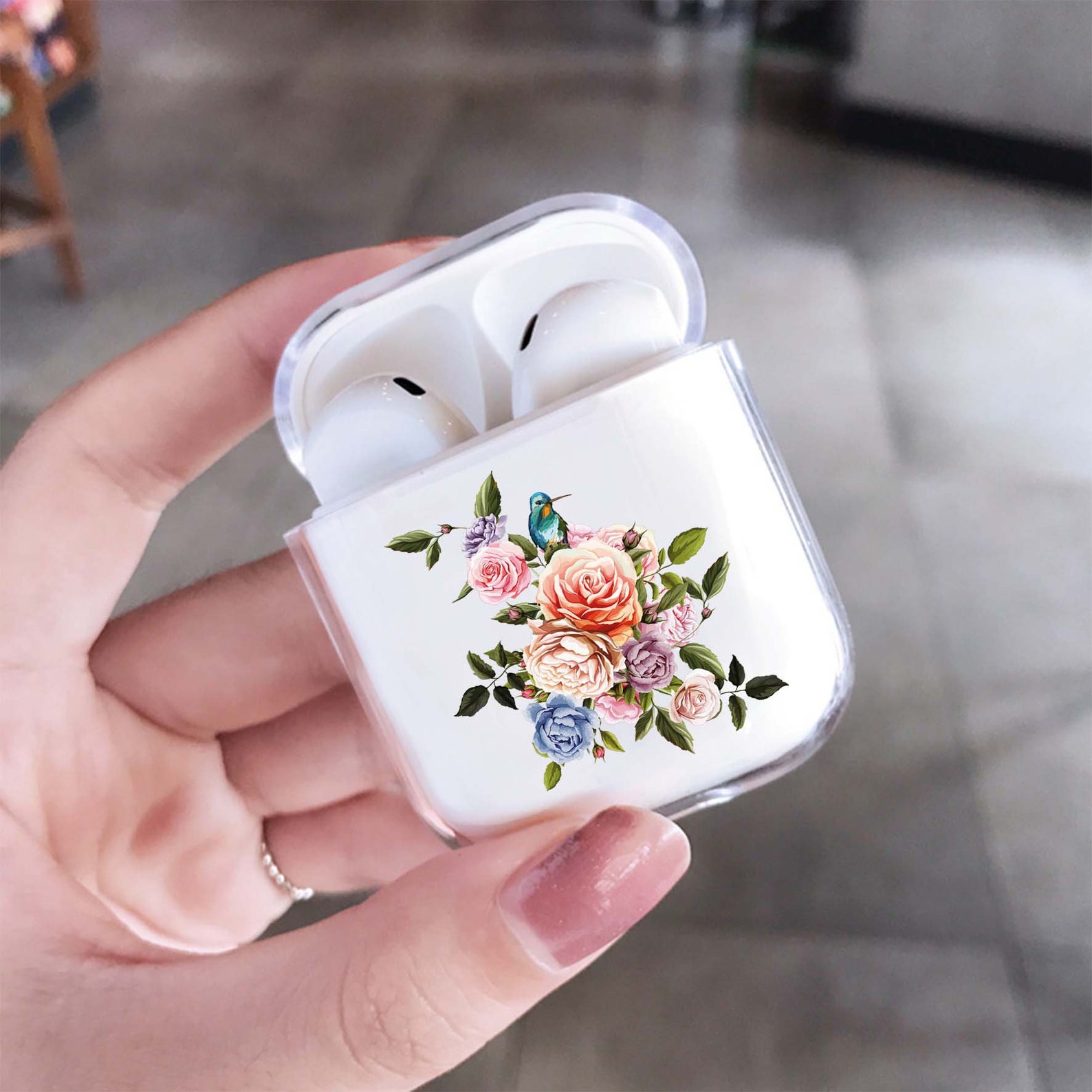 Floral Airpods Pro Case Flowers Airpod Case Rose Clear Airpods Etsy