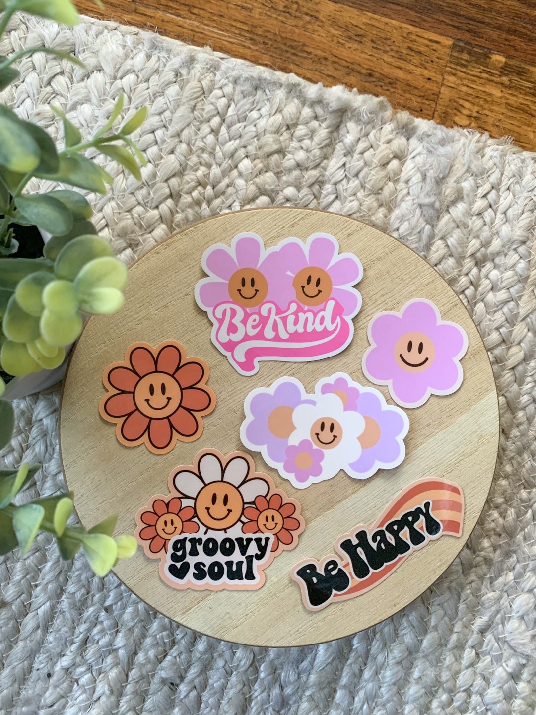 Sticker Pack/ Groovy Stickers/ Retro Stickers/ Smiley Face Flower ...