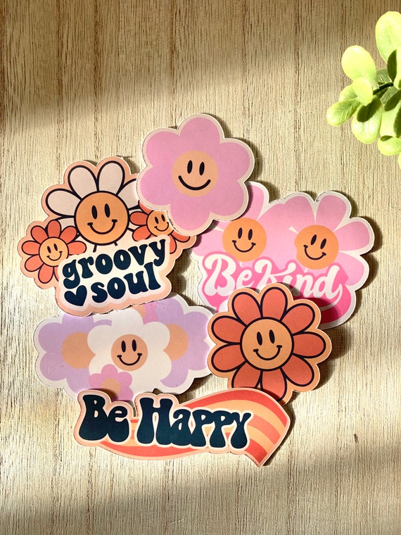 Sticker Pack/ Groovy Stickers/ Retro Stickers/ Smiley Face - Etsy