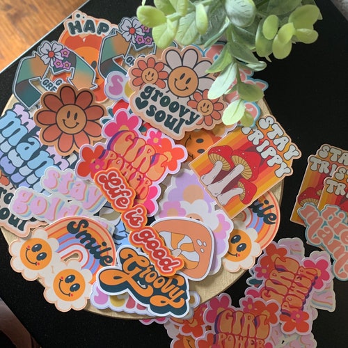 Sticker Pack/ Groovy Stickers/ Retro Stickers/ Smiley Face - Etsy