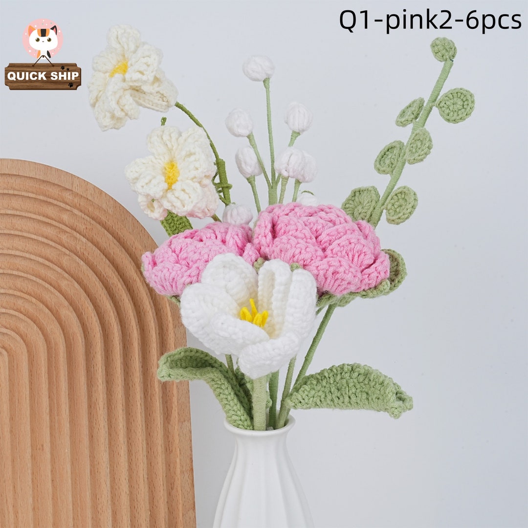 6PCS Crochet Daffodil&carnation Rose Bouquet, Rose Bouquet ,handmade ...
