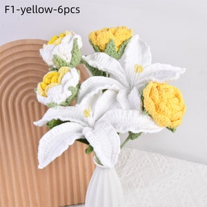 6PCS Crochet Lily&rose Bouquetwedding Bouquethandmade Knit - Etsy