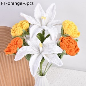 6PCS Crochet Lily&rose Bouquetwedding Bouquethandmade Knit - Etsy