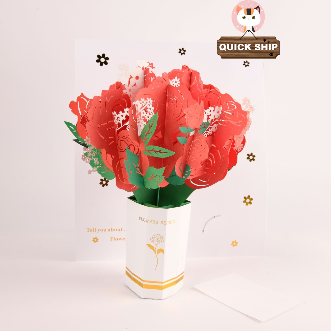 Red Rose Cards Pop up Birthday Card Handmade Love Card3d - Etsy Canada