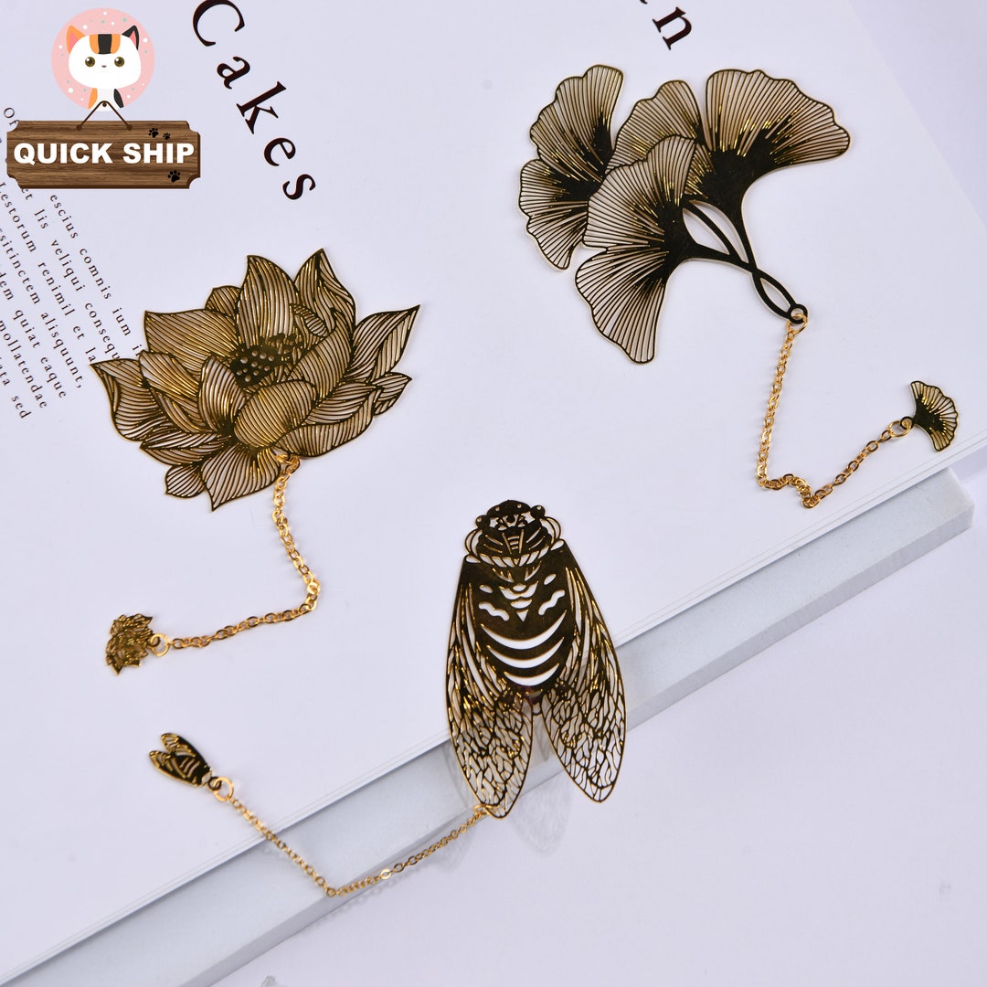 Cicada/leaf/lotus/ginkgo Metal Bookmark Insect Bookmark - Etsy