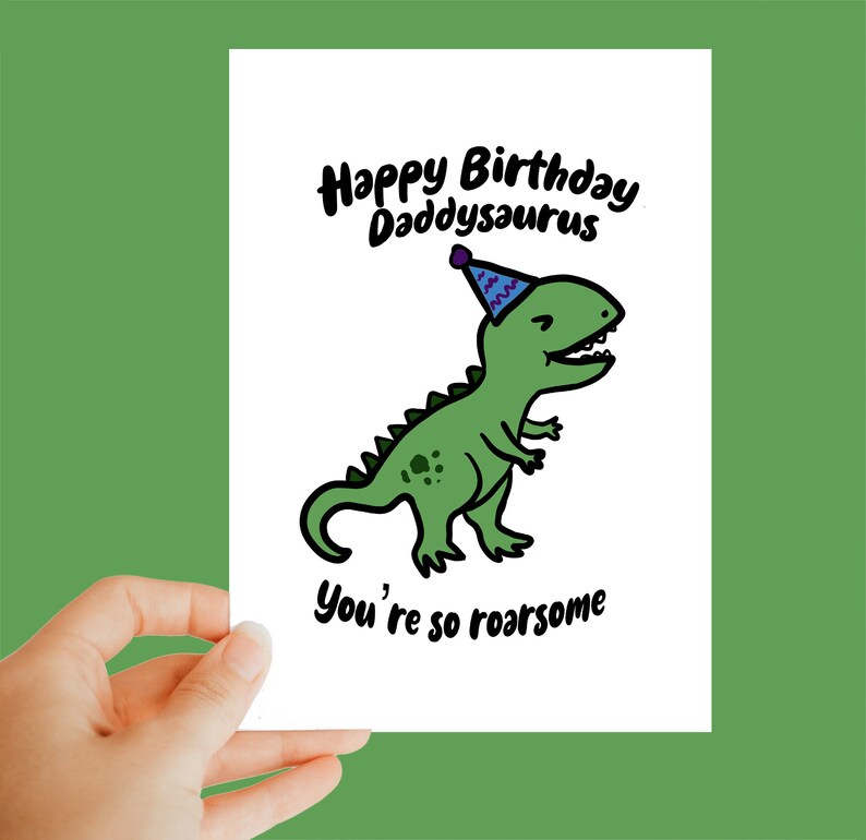 Daddy Dinosaur Birthday Card Happy Birthday Daddysaurus - Etsy