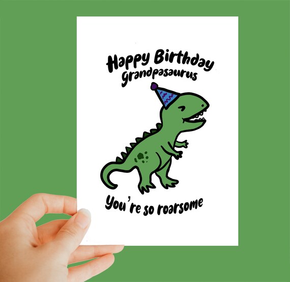 Grandpa Dinosaur Birthday Card Happy Birthday Grandpasaurus - Etsy Canada