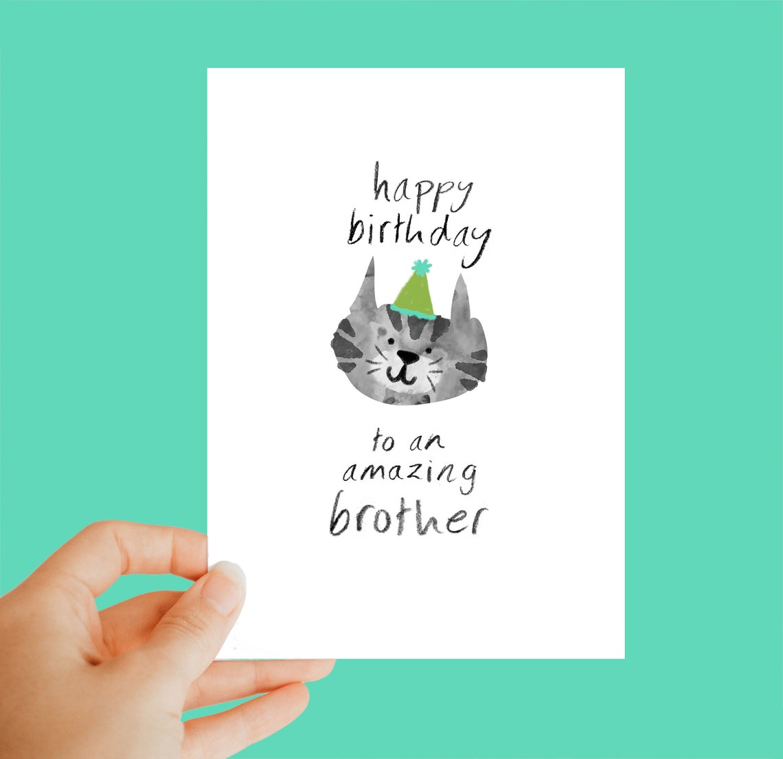 Happy Birthday to an Amazing Brother, Cat Card, Cat Birthday Gift ...