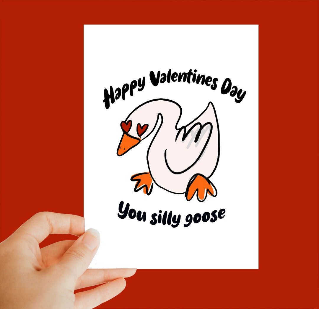 Happy Valentines You Silly Goose Heart Eyes Animal Card - Etsy