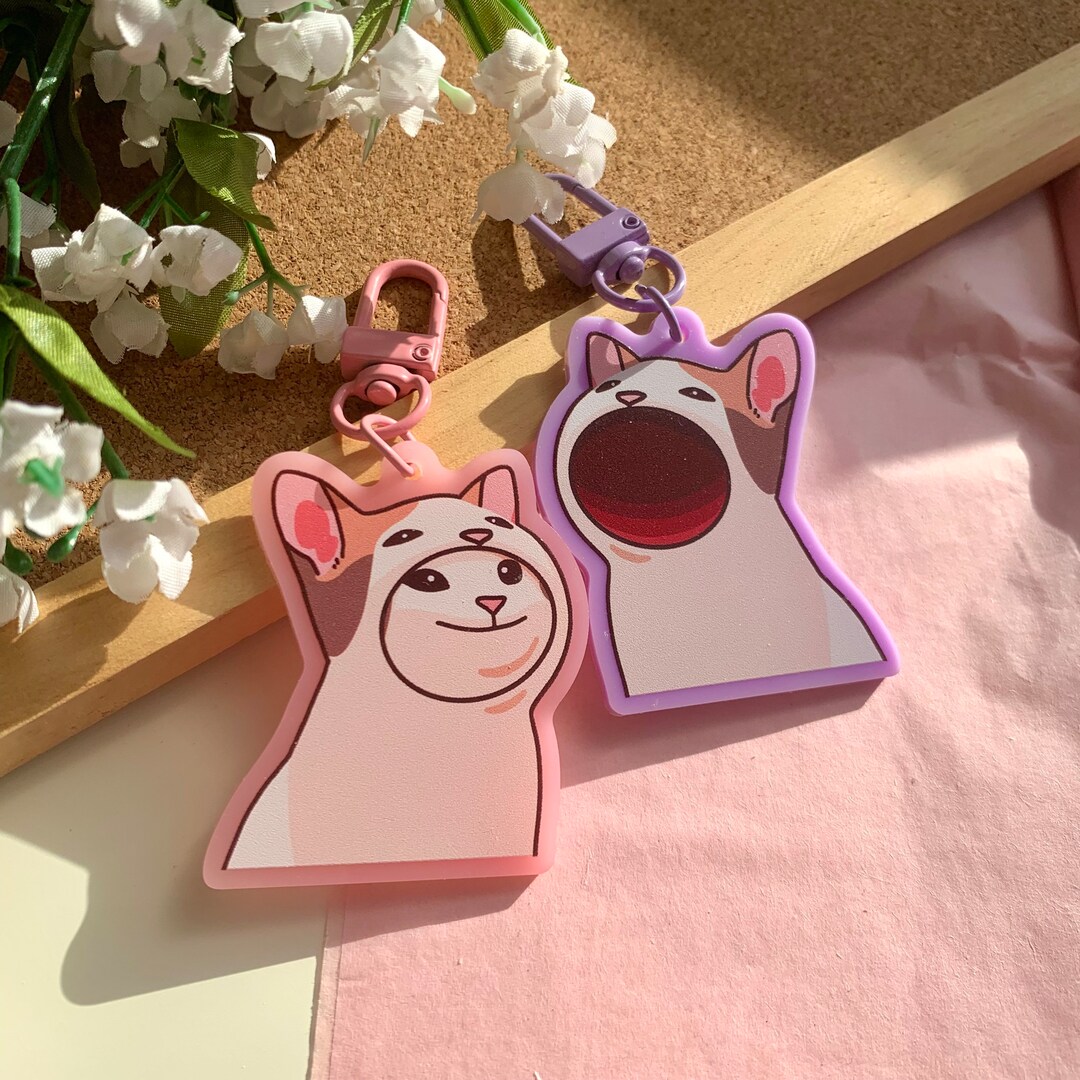 Pop Cat Meme Pink & Purple Acrylic Keychains - Etsy