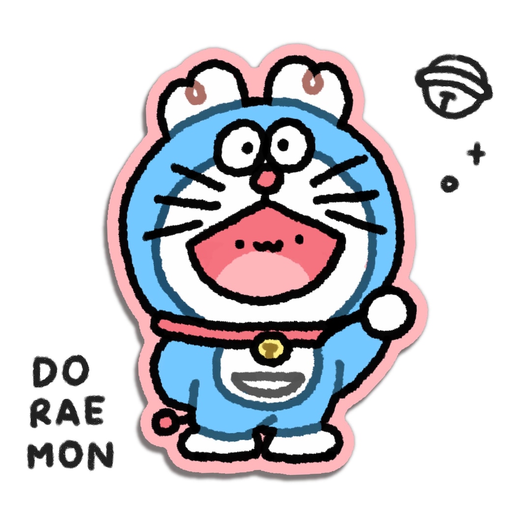 Doraemon Bunny Sticker | Nostalgic Asian Cartoon Cute Gift - Etsy