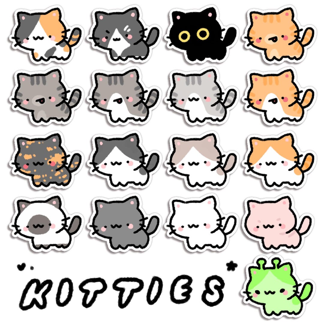 Kitty Cat Stickers | Breeds Patterns Tortie Tuxedo Tabby Siamese Calico ...