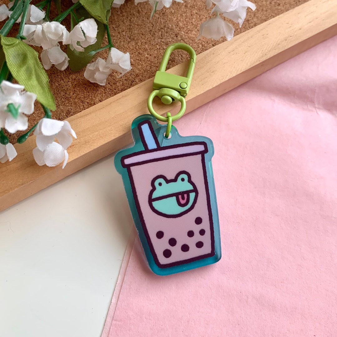Frog Boba Green Acrylic Keychain - Etsy