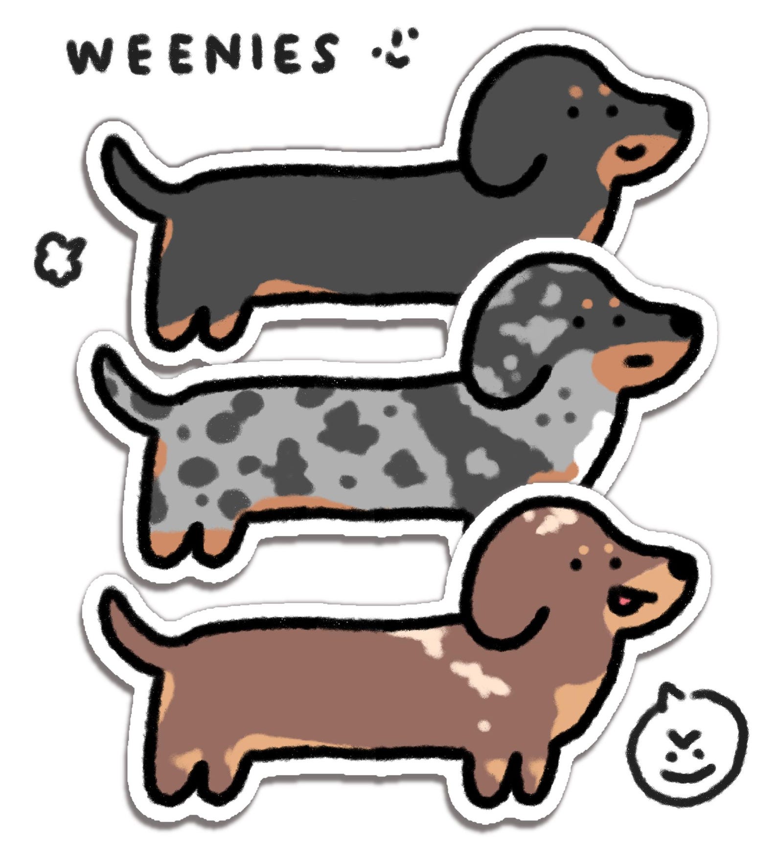 Weenie Dog Stickers | Wiener Dogs Mini Dachshund Charms | Cute Gift for ...