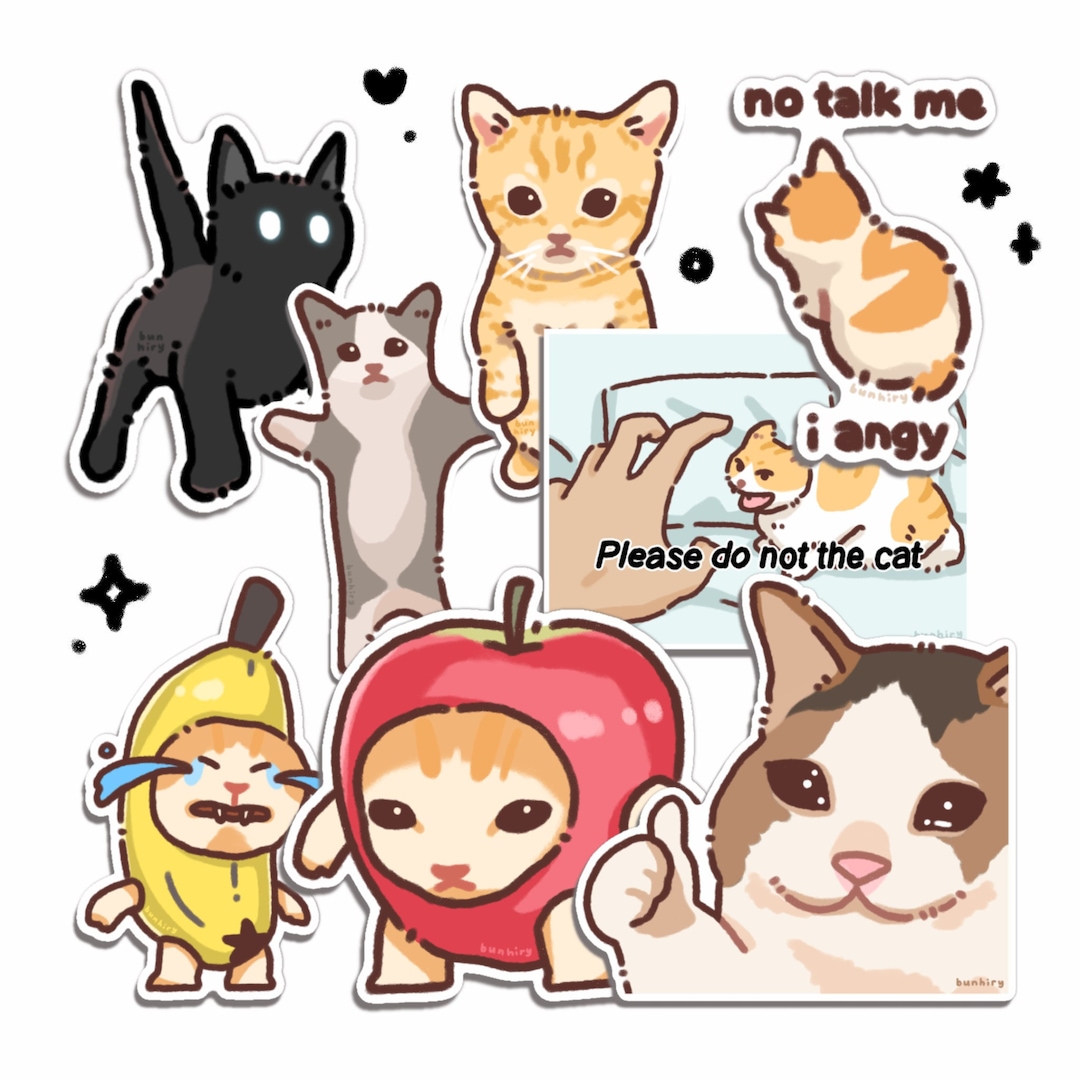Meme Cat Stickers | Funny Cute Gifts for Kitty Lovers - Etsy