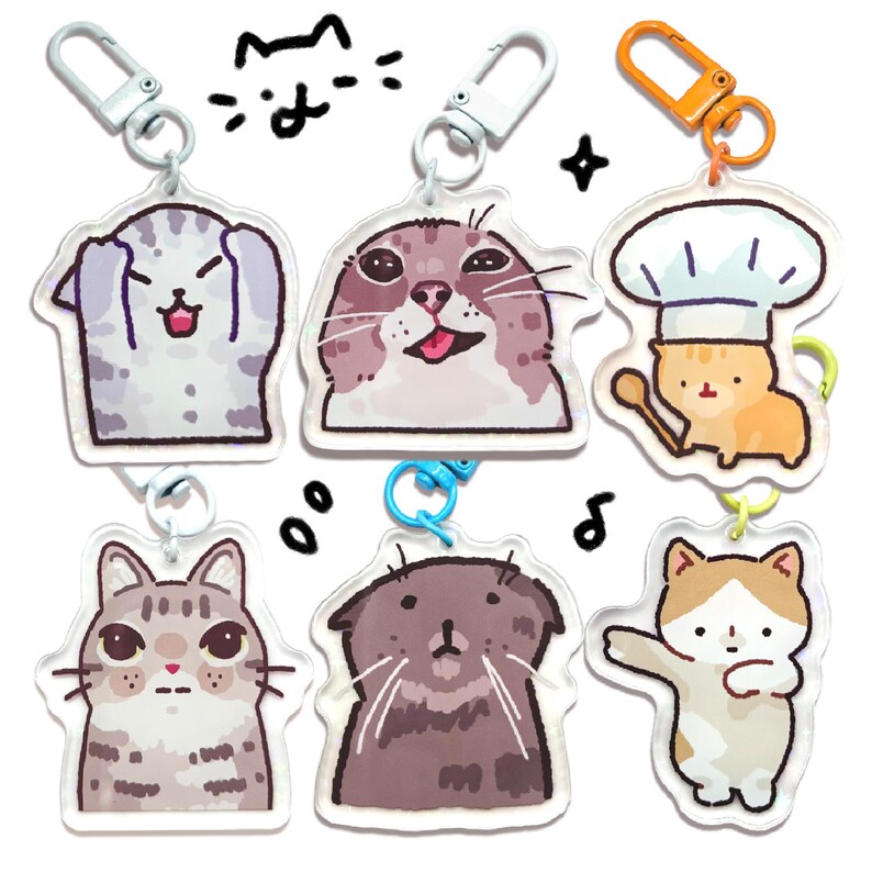 Cat Meme Keychains 4 | Funny Cute Gift Meme - Etsy