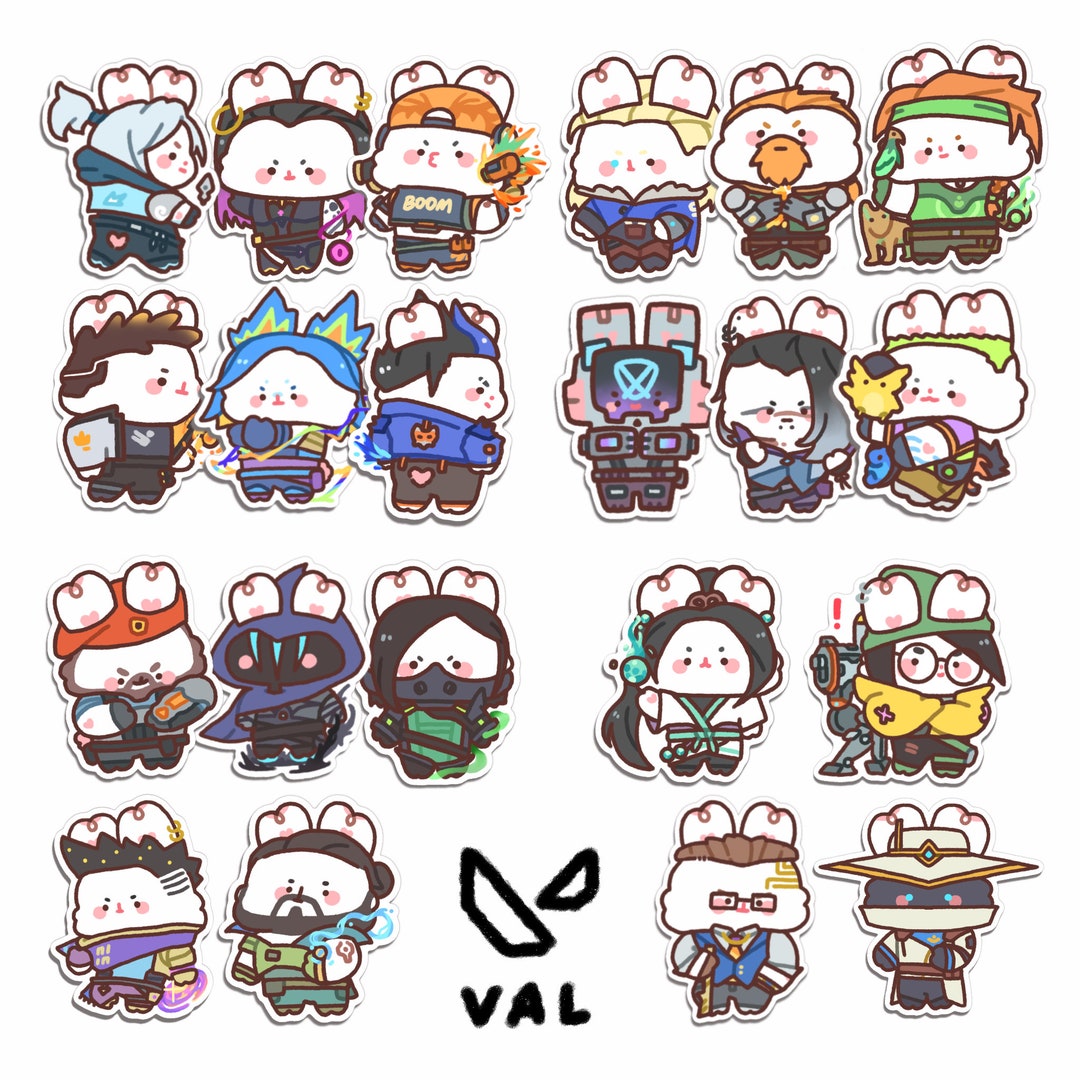 Valorant Agents Bunny Vinyl Stickers Jett Reyna Raze Phoenix Neon Yoru ...
