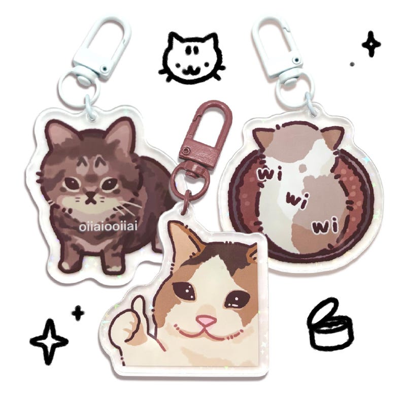 Cat Meme Keychains 3 | Funny Cute Gift Meme - Etsy