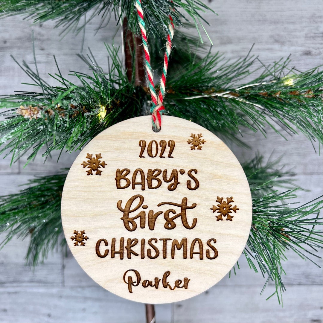 Baby's First Christmas Custom Wood Tree Ornament Baby's 1st Christmas ...