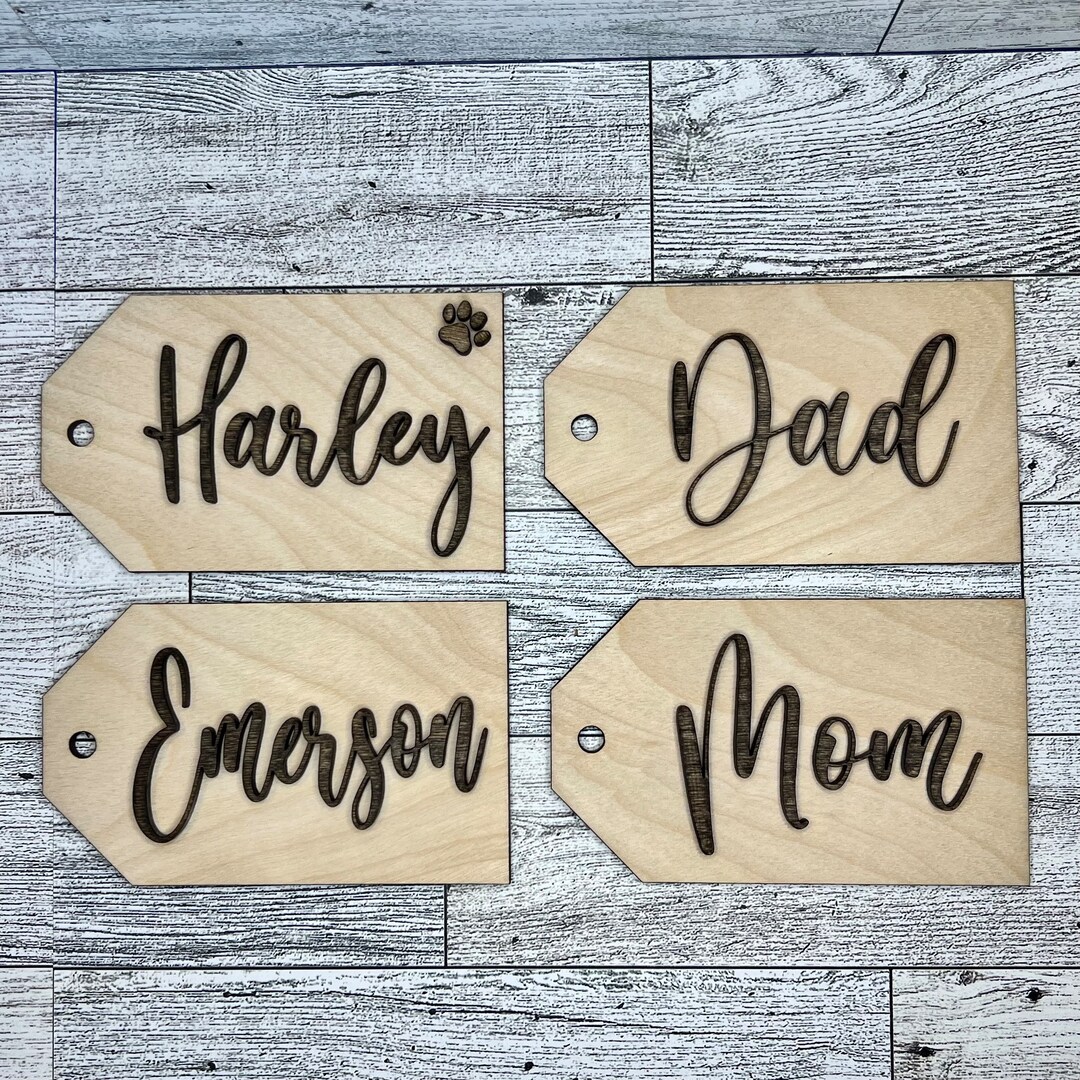 Personalized Wood Stocking Tags | Wood Gift Tag | Wood Ornament - Etsy