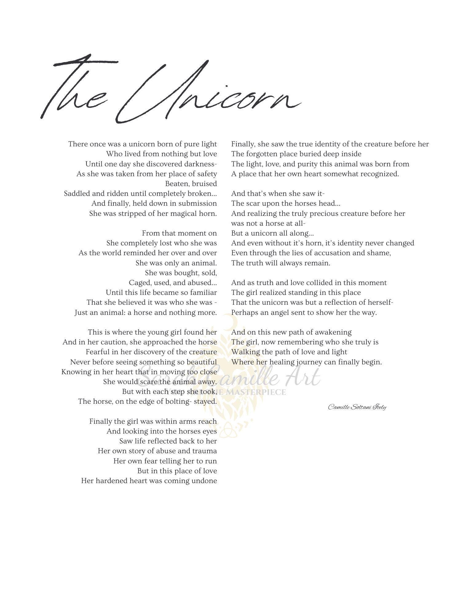 The Unicorn - Digital Download of Poem by Camille Soltani Icely - Etsy