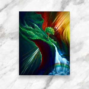 Deeper - Fine Art Print Prophetic Tree of Life Waterfall Double Rainbow ...