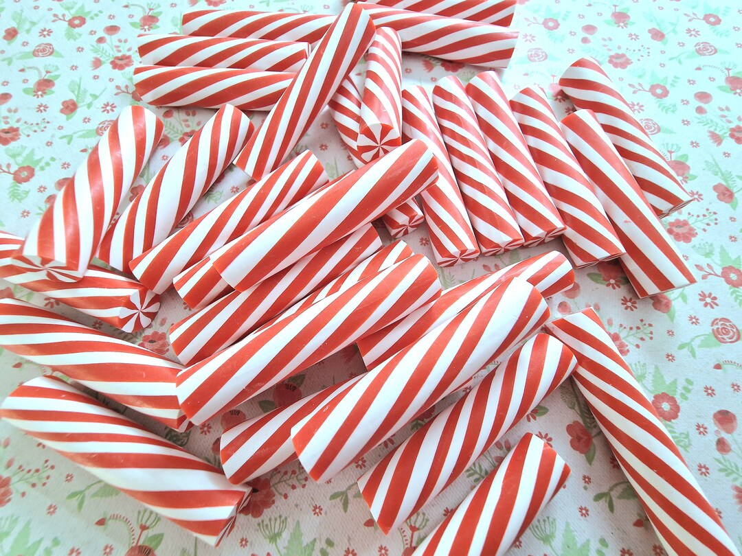 3/5/8 Swirly Red White Peppermint Candy Stick Sweet Polymer Clay Charms ...