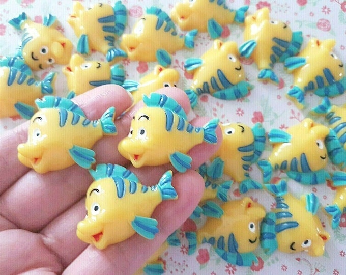 5/10 Cute Flounder Fish Flatback Resin Cabochon Embellishment Decoden ...