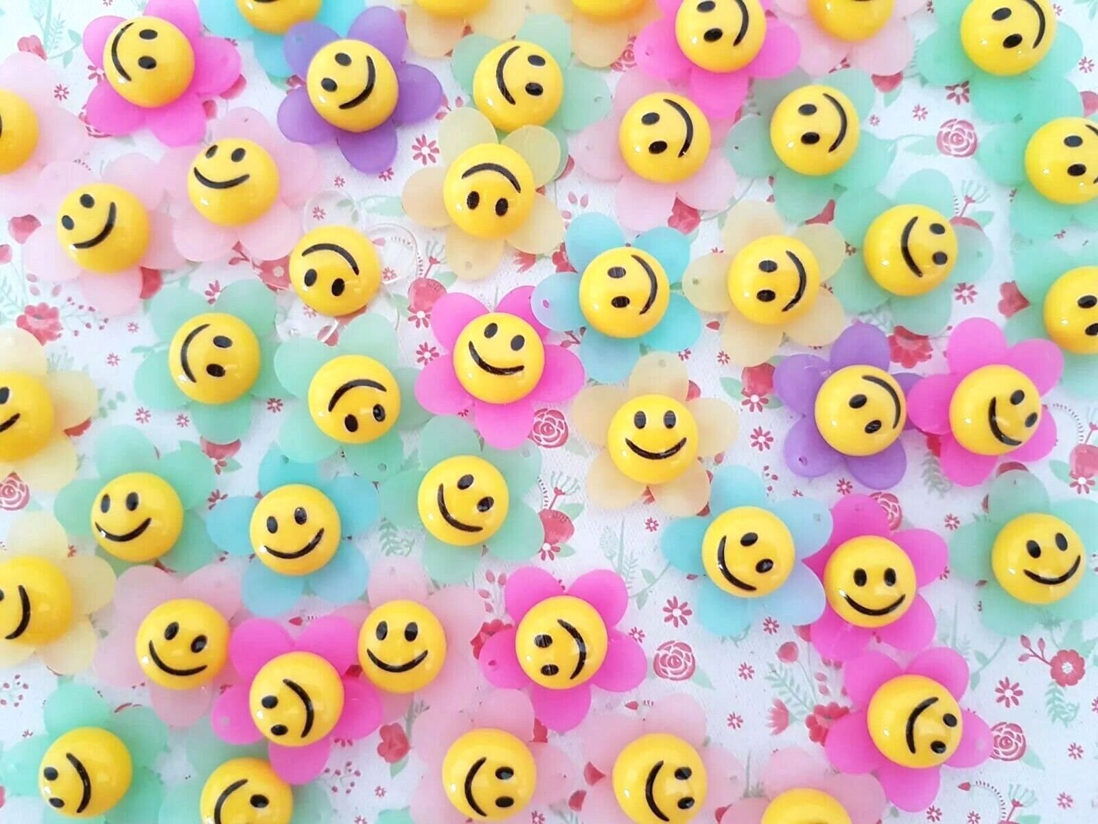 5/10 Assorted Frosted Happy Smiley Face Flower Pastel Acrylic | Etsy