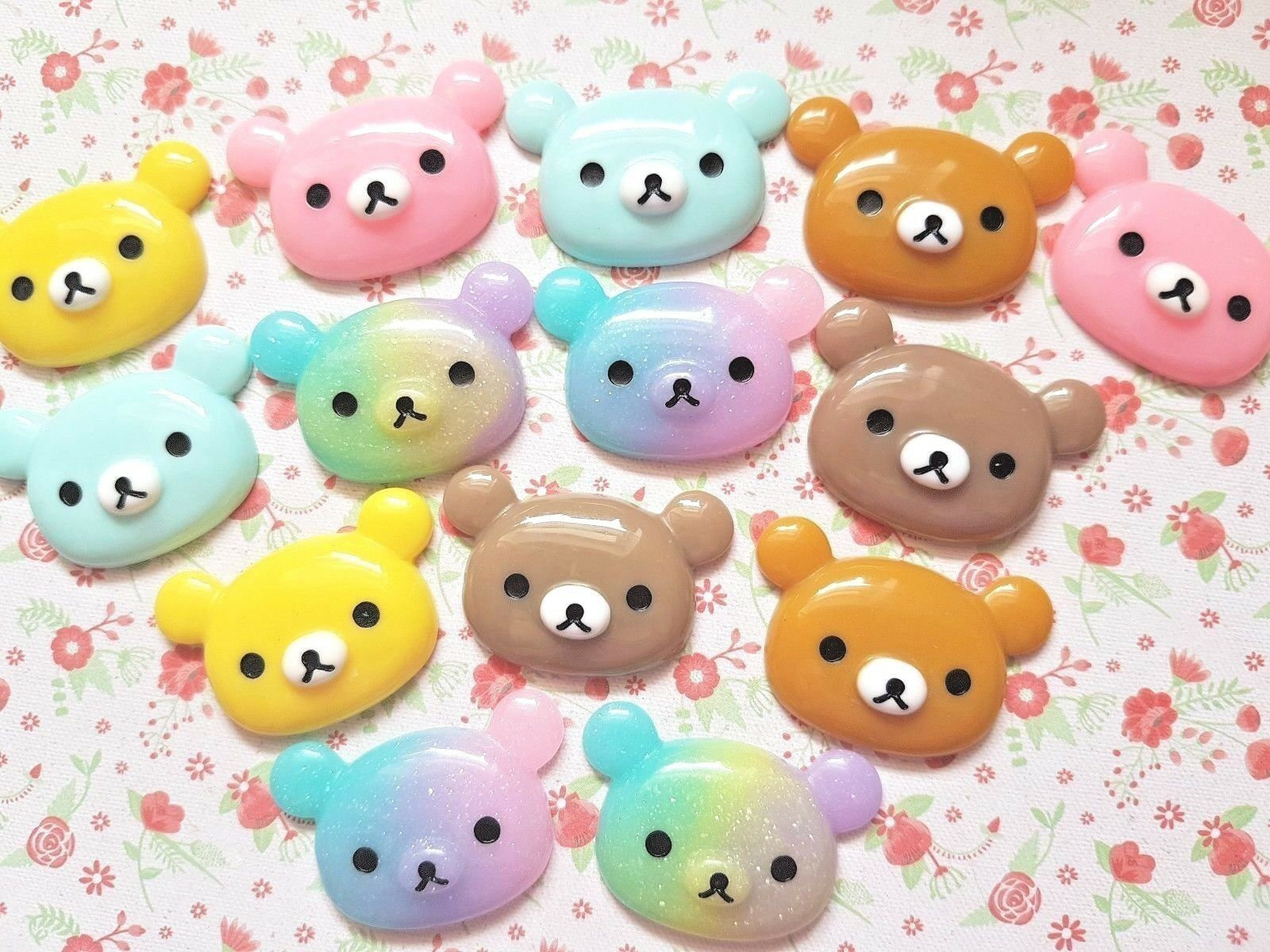 2/4/6 Cute Kawaii Adorable Bear Resin Flatback Cabochon Embellishment ...