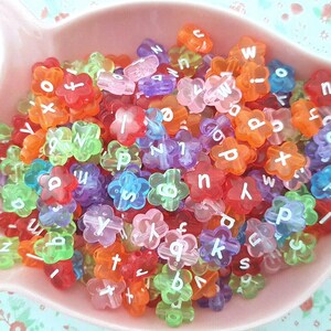 11mm Assorted Acrylic Lower Case Letter Beads White Letter Flower Beads ...