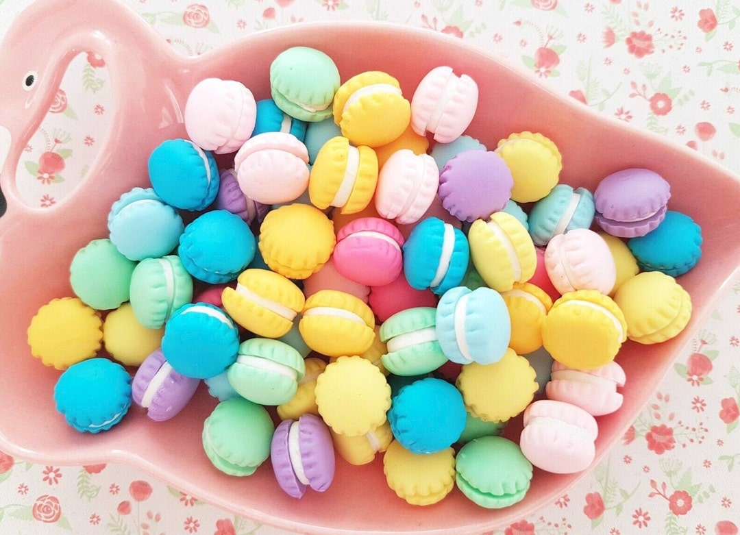 5/10 Assorted Tiny Macaroons Polymer Clay Food Miniature Embellishment ...