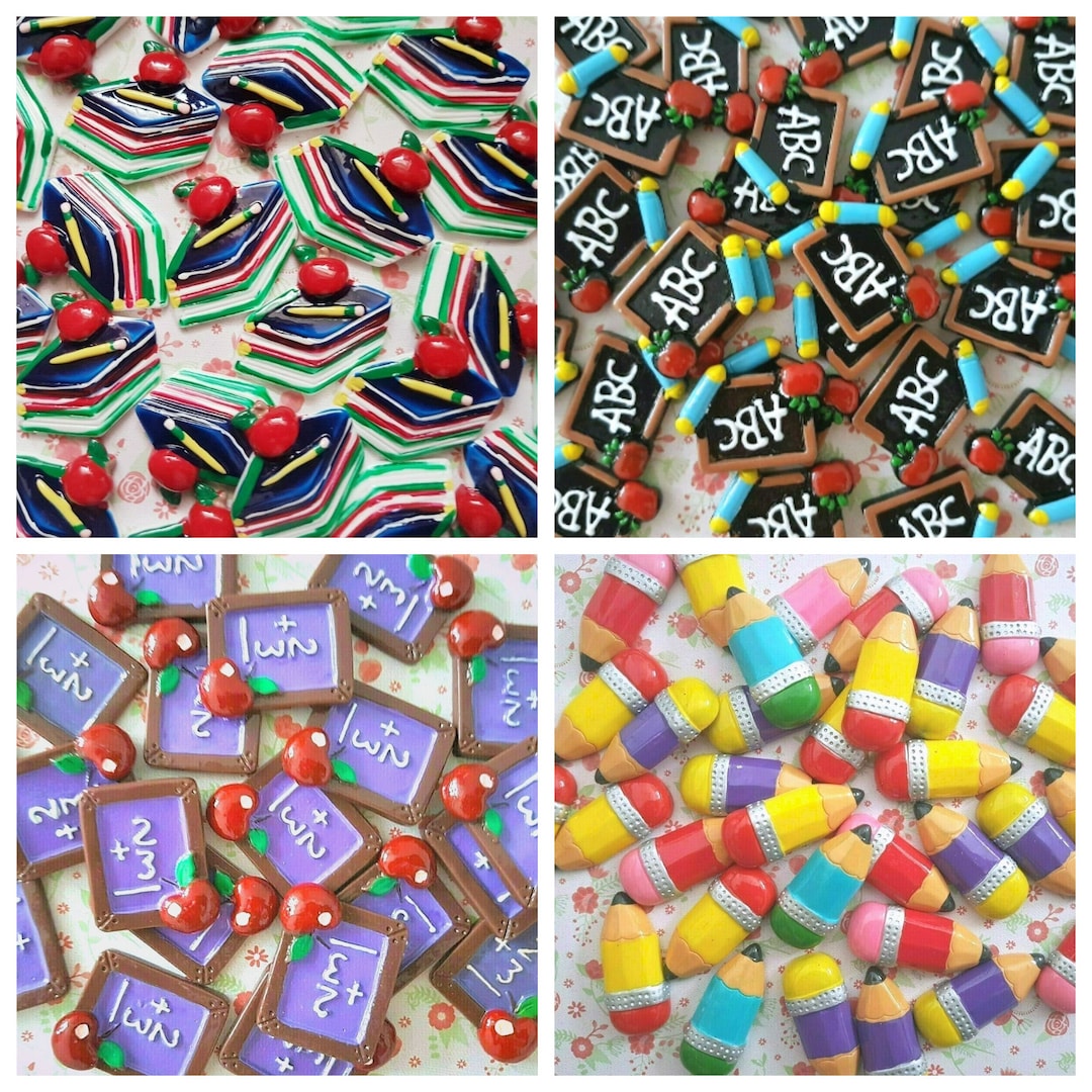 5/10 Assorted Abc Apple Pencil Books Blackboard Bus Back to School ...