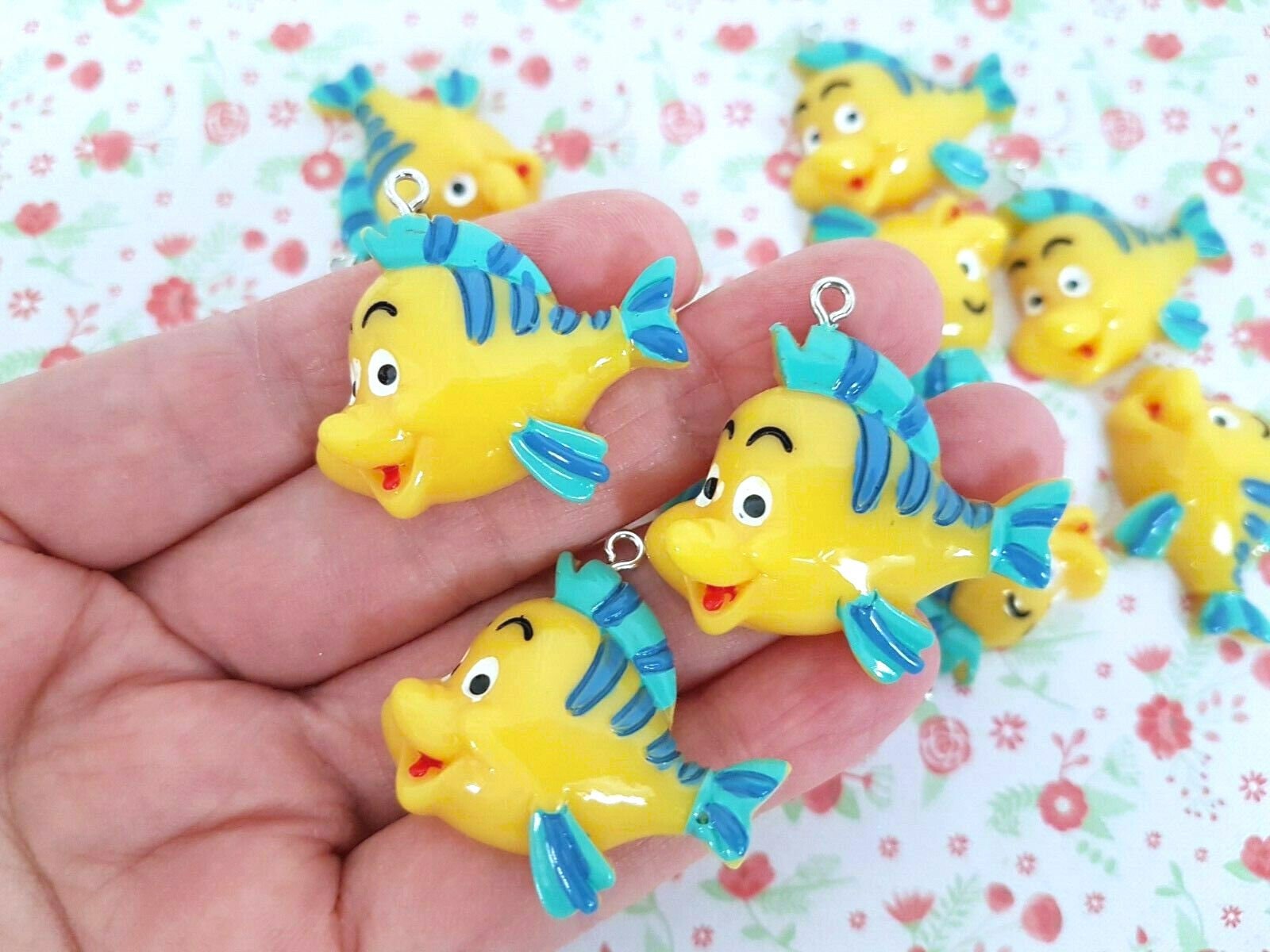 5/10 Cute Flounder Fish Flatback Resin Cabochon Embellishment Decoden ...
