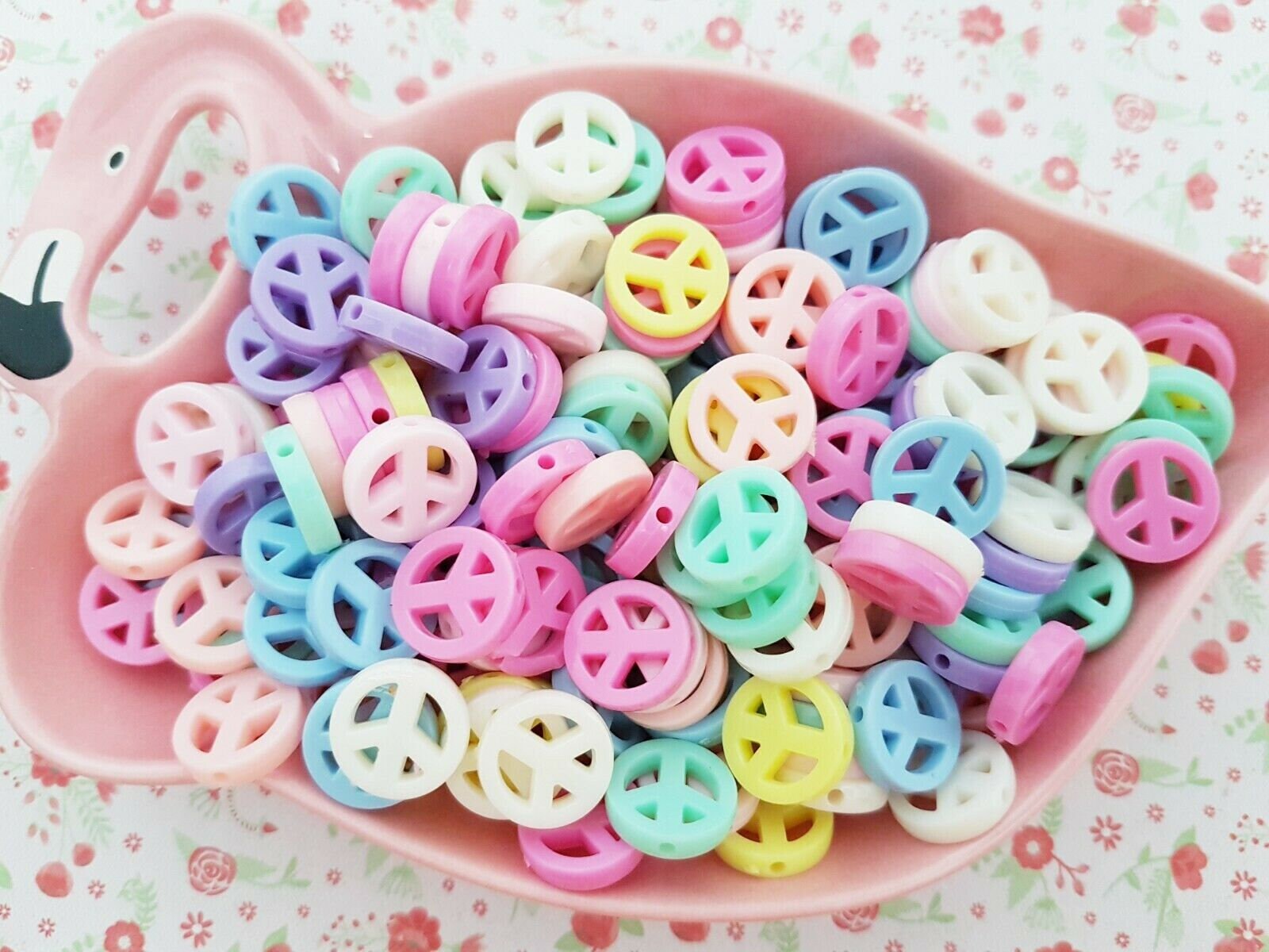 50/100 Assorted Kawaii Small Pastel Peace Sign Round Shape | Etsy