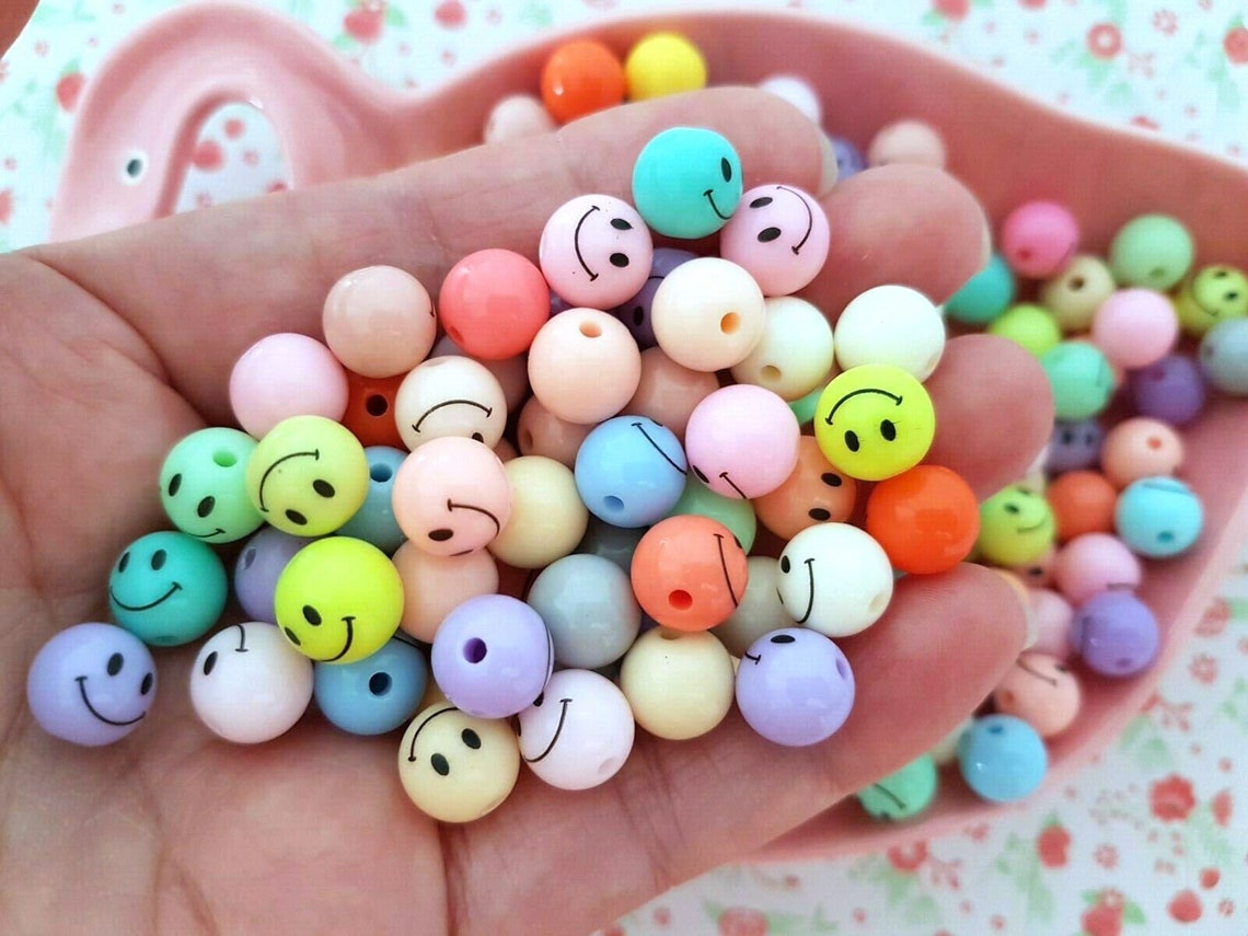 20/50/100 Assorted 8/10mm Multicoloured Pastel Smiley Face - Etsy UK