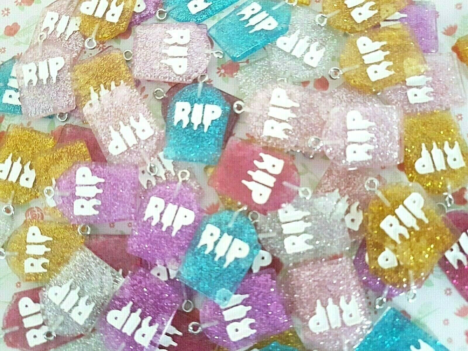 5/10 Kawaii RIP Gravestone Foiled or Pastel or Glitter Charms | Etsy