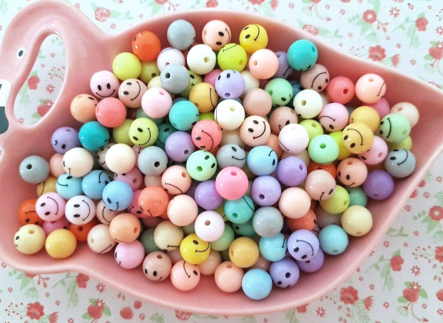 20/50/100 Assorted 8/10mm Multicoloured Pastel Smiley Face - Etsy UK