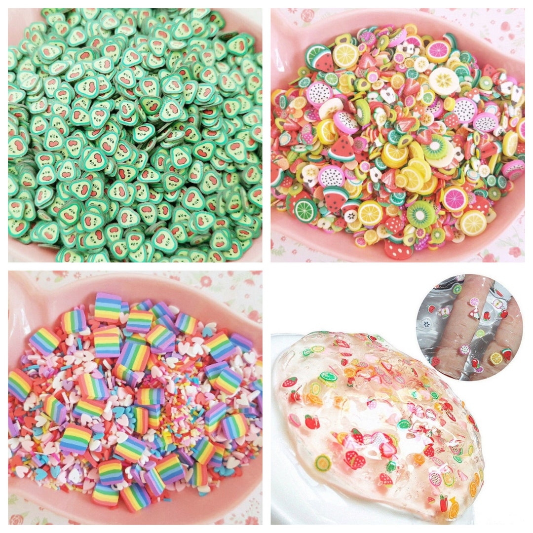 10g/20g Quality Kawaii Valentine Avocado Rainbow Love Fruit Burst Fimo ...